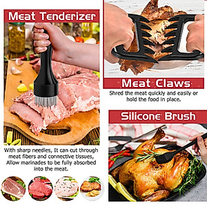 15.3’’ Roasting Pan with Racks, Joyfair 7 Pcs Stainless Steel Large Turkey Roaster Pan with Handle, Cooling Flat Rack/V-rack, Meat Tenderizer/Claws and Brush, Heavy Duty & Multi-Use, Dishwasher Safe
