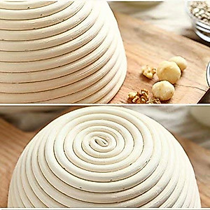 6 pack of 5 inch Sourdough Bread Bakery Basket,Round Bread Banneton Proofing Basket with Linen Liner Cloth, Brotform Dough Rising Rattan Handmade Rattan Bowl for Professional & Home Bakers