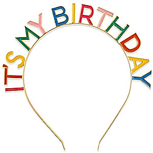 Happy Birthday Crown Rainbow 'It's My Birthday' Alloy Headband Birthday Headpiece for Women Girls Birthday Gift and Party Decorations Colorful