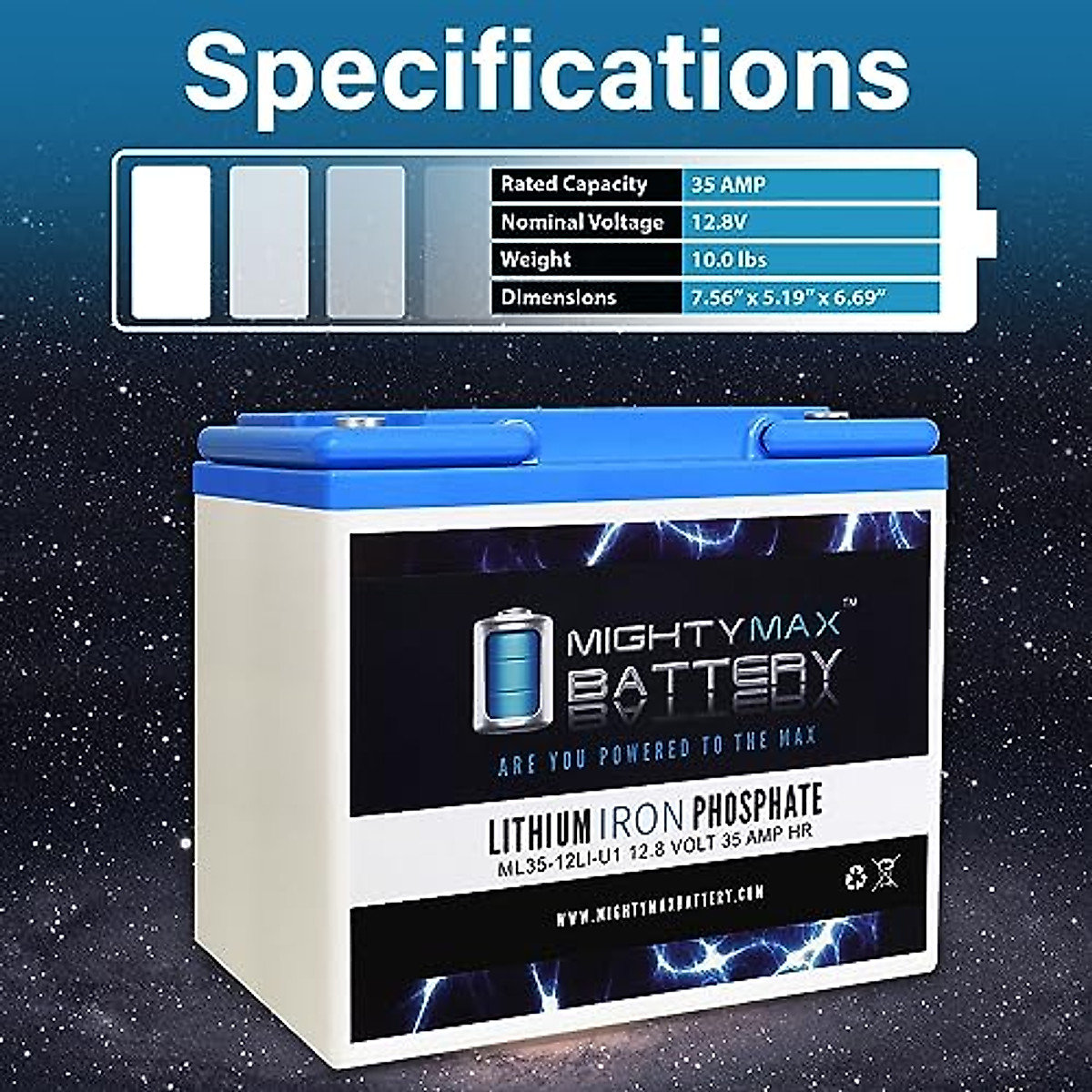 Mighty Max Battery 12V 35AH U1 Lithium Replacement Battery for Bat Caddy X4 Sport Golf Caddy