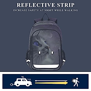 ALAZA Galaxy Space Animal Cat Laptop Backpack Purse for Women Men Travel Bag Casual Daypack with Compartment & Multiple Pockets