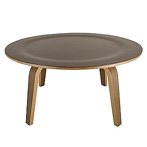 Round Wood Coffee Table Accent for Living Room 33x15 (Dia X H) Brown Modern Contemporary Walnut Finish Solid