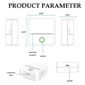 Print Pod Wireless Bluetooth Sticker Thermal Fast Printer, Inkless Pocket Printer for DIY Scrapbook with 5 Rolls Printing Paper (White)