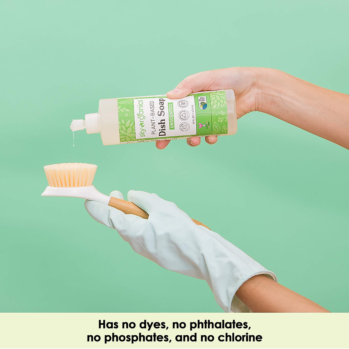 Dish Soap by Sky Organics (16 fl oz x 2 Pack) USDA Bio-Based Unscented Plant-Based Liquid Grease Cutting Soap, Cruelty-Free, Biodegradable Formula