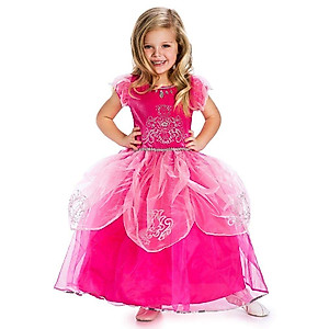 Little Adventures Deluxe Pink Princess Dress Up Costume (Medium Age 3-5) - Machine Washable Child Pretend Play and Party Dress with No Glitter