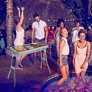 Portable Charcoal Grill,Stainless Steel Folding Outdoor BBQ Tool Kits Lightweight Barbecue Grill Small desk Tabletop Outdoor Grill for Camping Picnics Garden Beach Party