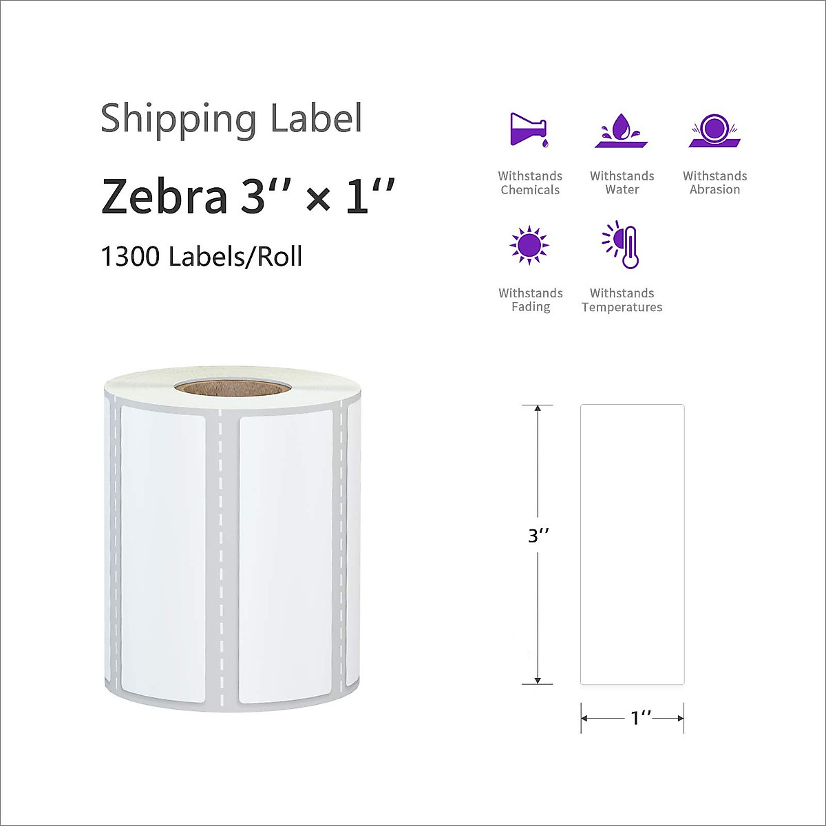 AveneMark 12 Rolls 3" x 1" Direct Thermal Labels for Barcodes Postage Address Shipping Labels Compatible with Rollo & Zebra Desktop Printers Adhesive - 1300Pcs/Roll