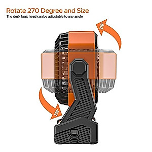 Camping Fan for Tent with LED Lantern, 20000mAh 58hrs Battery Powered Portable Fan - 270° Pivot, 4 Speeds Rechargeable Fan with Hanging Hook for Travel Car, Tent, Camping, Outdoor, Indoor