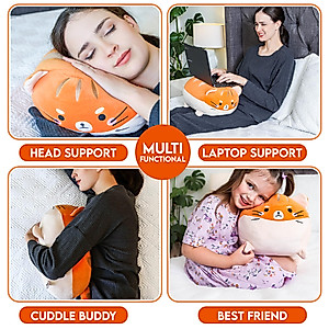 Orange Cat Plush Pillow 16”- Premium Grumpy Cat Stuffed Animals Plush Cat Pillow - Cat Body Pillow Fat Cat Plushies for Girls and Boys - Long Cat Plush Cute Plushies Kawaii Stuff Cat Toys for Kids