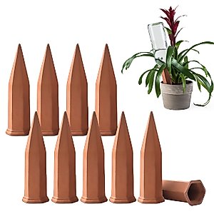 Modern Innovations Ceramic Terracotta Self Watering Spikes (10 Pack) Vacation Automatic Plant Waterer Devices, Indoor/Outdoor Planter Insert, Terra-Cotta Stakes for Potted Plants, Auto-Water System