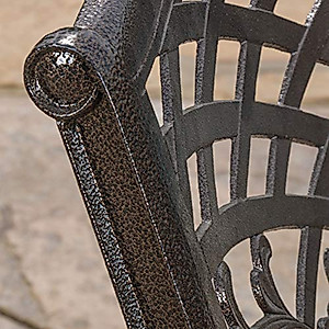 Christopher Knight Home Hallandale Outdoor Sarasota Cast Aluminum Rectangular Dining Set, 7-Pcs Set, Hammered Bronze