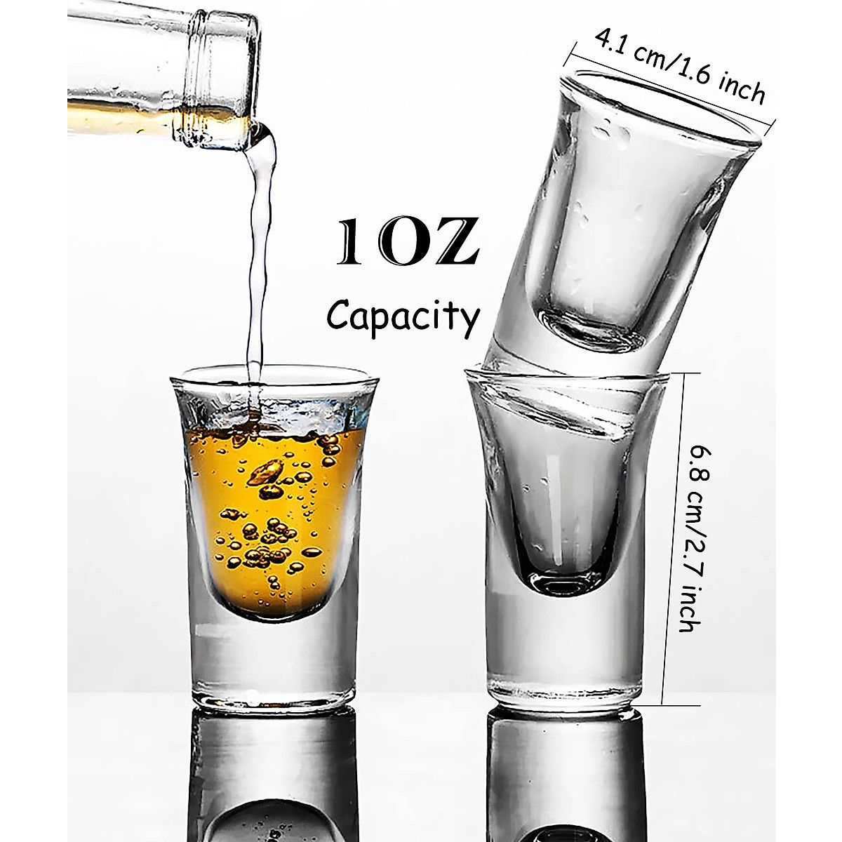 TSONCR Shot Glasses with Heavy Base, 1 oz Tequila Shot Glasses Set of 4, Clear Shot Glasses Bulk, Small Glass Shot Cups for Vodka, Whiskey, Tequila, Espresso, Liquor (4 Pack)