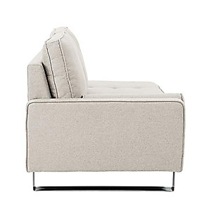 Christopher Knight Home Phelps Modern Fabric Chaise Loveseat, Beige, Silver