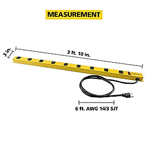 Stanley 31615 NCC31615 ShopMAX Pro 9-Outlet Surge-Protector Power Bar, 6-Foot Cord, Yellow