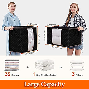 Lifewit 4 Pack 35L Clothes Storage Bag, Bundle with 4 Pack 90L Clothes Storage Bag Organizer, Black