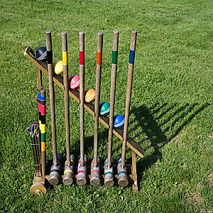 Franklin Sports Outdoor Croquet Set - 6 Player Croquet Set with Stakes, Mallets, Wickets, and Balls - Backyard/Lawn Croquet Set - Vintage