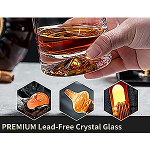 JBHO Hand Blown Crystal Double Old Fashioned Cocktail, Solid Whiskey Glasses, Rocks Glasses, Lowball Glasses - 12 Ounce - set of 2 - Perfect Size for Oversized Ice Cubes