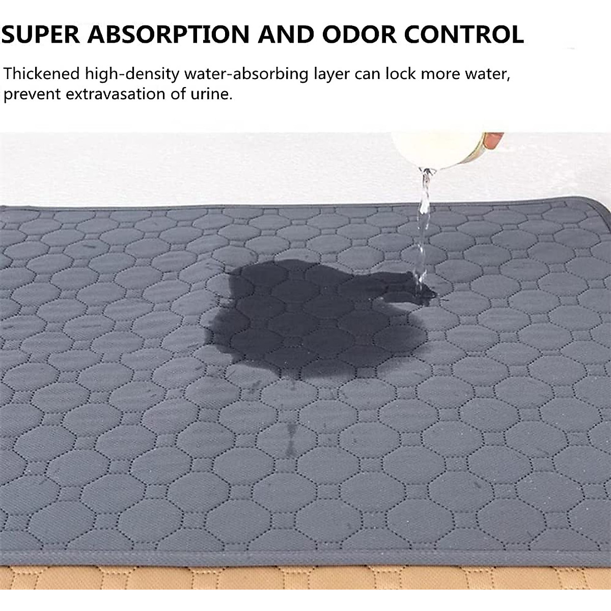 Washable Pee Pads for Dogs - 2-Pack Thick Heavy Absorbency Reusable Pee Pads Prevent Leakage Non-Slip, Waterproof Pet Training Pads for Puppy Playpen, Crate, Whelping Box, Potty Training, Grey