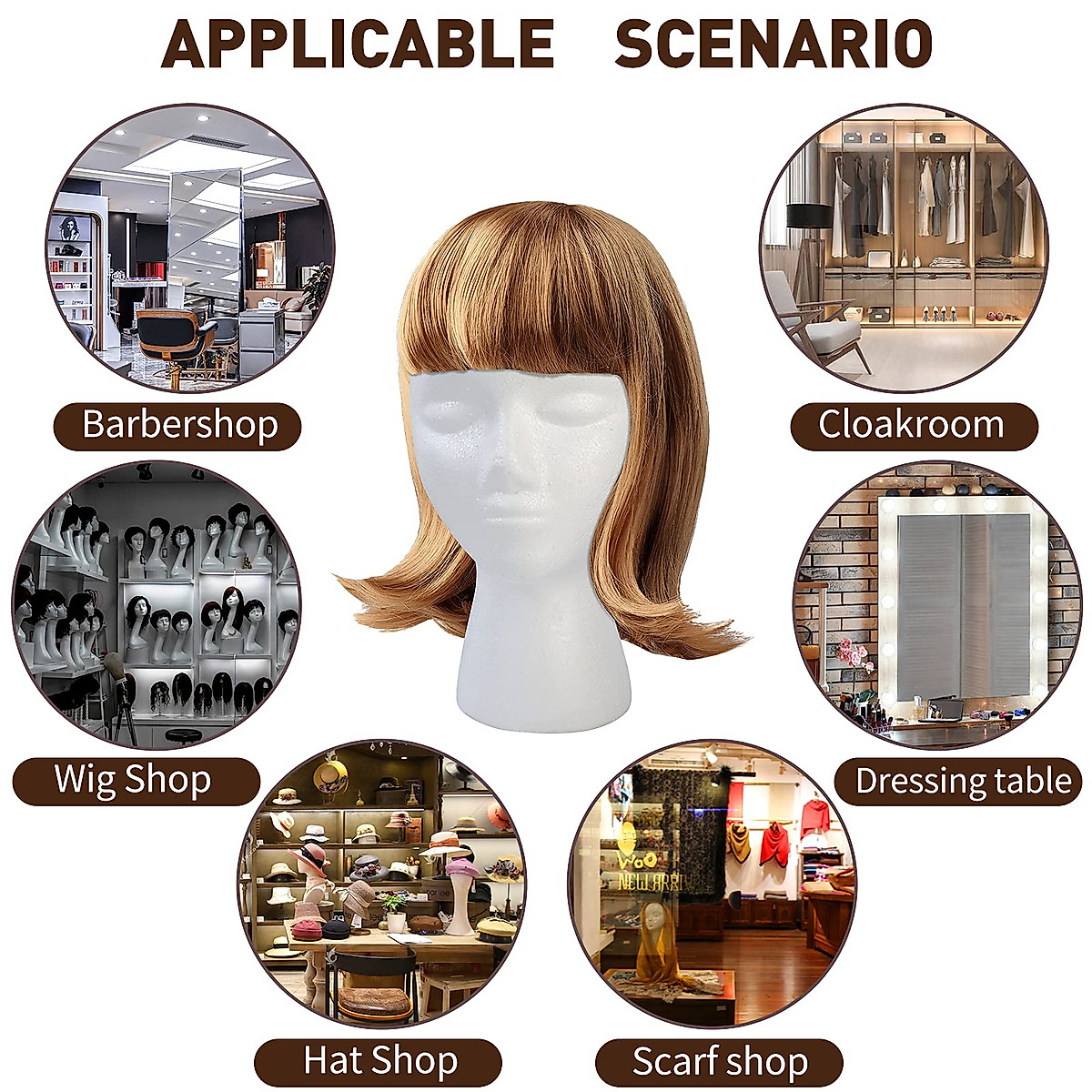 BALABALA 3 Pcs Foam Wig Head, Female Styrofoam Mannequin Hairpieces Stand Holder Cosmetics Model Head Wig Display for Style, Model, Display Hair, Hats, Hairpieces, Mask , Salon and Travel