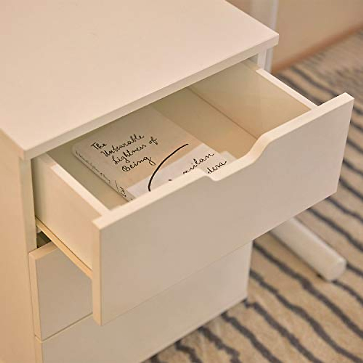 VICLLAX 3 Drawer Dresser Mobile Cabinet Under Desk Storage with Casters for Home Office, White Finish