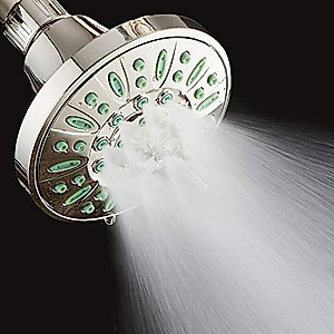 AquaDance Antimicrobial/Anti-Clog High-Pressure 6-setting Shower Head, Microban Nozzle Protection from Growth of Mold, Mildew & Bacteria for Stronger Shower! (Brushed Nickel Finish/Coral Green Jets)