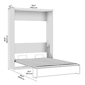 Bestar Claremont 59W Full Murphy Bed in White, Sleeping Arrangement for Multipurpose Area, Bedroom, Guest Room, or Living Room