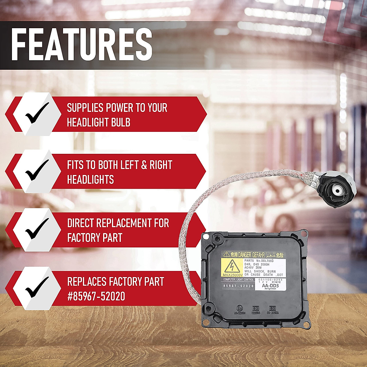 HID Ballast with Ignitor - Xenon Headlight Control Unit - Replaces 85967-52020, 81107-30D30, DDLT003, KDLT003 - Compatible with Toyota & Lexus Vehicles - Prius, Avalon, IS250, IS350, GS350, GS450h