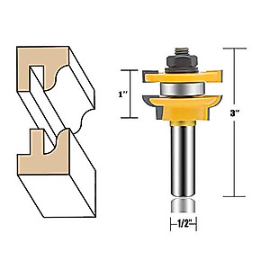 OLETBE Router Bit Set 1/2 Inch Shank 3 PCS Round Over Raised Panel Cabinet Door Ogee Rail and Stile Router Bits, Woodworking Wood Cutter, Wood Carbide Milling Tool(Gold)