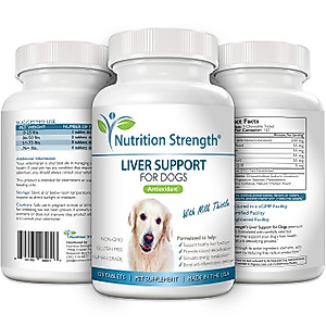 Nutrition Strength Liver Support for Dogs to Promote Natural Detoxification, with Milk Thistle for Dogs, Dandelion Root, Yellow Dock, Nettle Root, St. John's Wort & Coenzyme Q10, 120 Chewable Tablets