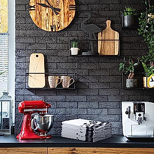 Preboun 6 Pcs Buffalo Plaid Kitchen Towels Black and White Dish Towels Love Home Family Hand Towels Decorative Farmhouse Tea Towels Absorbent for Kitchen Bathroom Decor