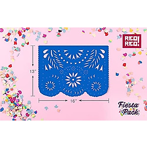 RICO RICO - Plastic Papel Picado 5 Pack, Ideal for a Mexican Fiesta, Mexican Party Decorations, Cinco de Mayo, Mexican Themed Party and Fiesta Party Supplies, 80 Ft Total Long - 10 Unique Designs.