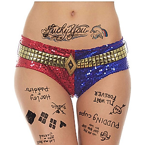 FashionTats HQ Halloween Costume Temporary Tattoos | Cosplay Kits | Skin-Safe | MADE IN USA | Removable (Harley)