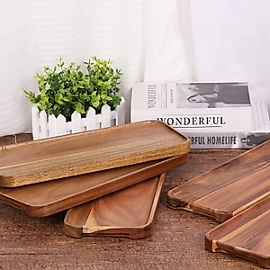 Solid Acacia Wood Serving Trays and Platters (14 x 5.5 in) Rectangular Wooden Serving Platters,Wood Boards for Food, Vegetables, Fruit, Charcuterie, Appetizer Serving Tray, Cheese Board (3 pcs)