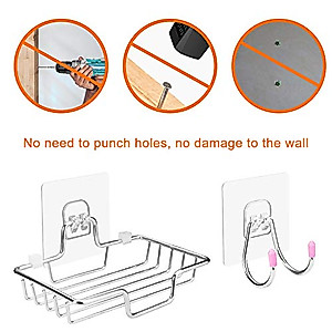 CGBE Soap Holder, Adhesive Soap Dish for Shower with 2 Packs Hooks, Wall Mounted Stainless Steel Bar Soap Holder Metal Soap Tray for Bathroom and Kitchen
