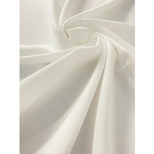 Stretch Crepe Fabric - Versatile Polyester Cloth by The Yard with 2-Way Stretch - Ideal for Dresses, Gowns, Pants, Drapes, and Backdrops - 1 Yard (Off-White)