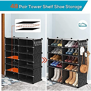 VTRIN Shoe Rack Organizer DIY 24 Pair Tower Shoe Storage Cabinet for Boots Slippers Closet Organizers and Storage with Doors for Entryway