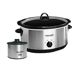 Crockpot Large 8 Quart Slow Cooker with Mini 16 Ounce Food Warmer, Stainless Steel