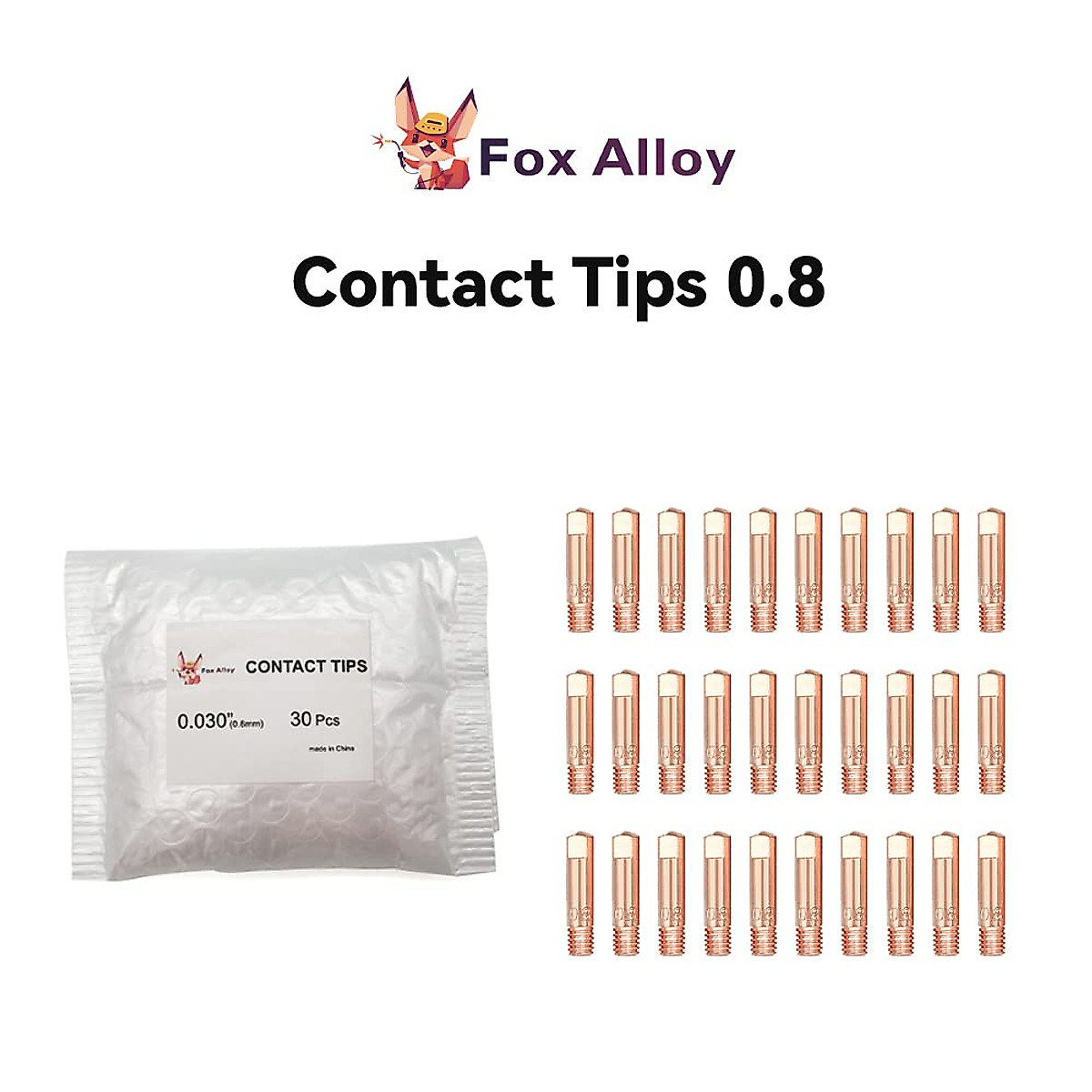 Copper Contact Tips .035'' / .030'' 30-pk Mig Welding Torch 11-30 Accessories for 15AK MIG/MAG Welding Torch MIG Guns (0.030'')