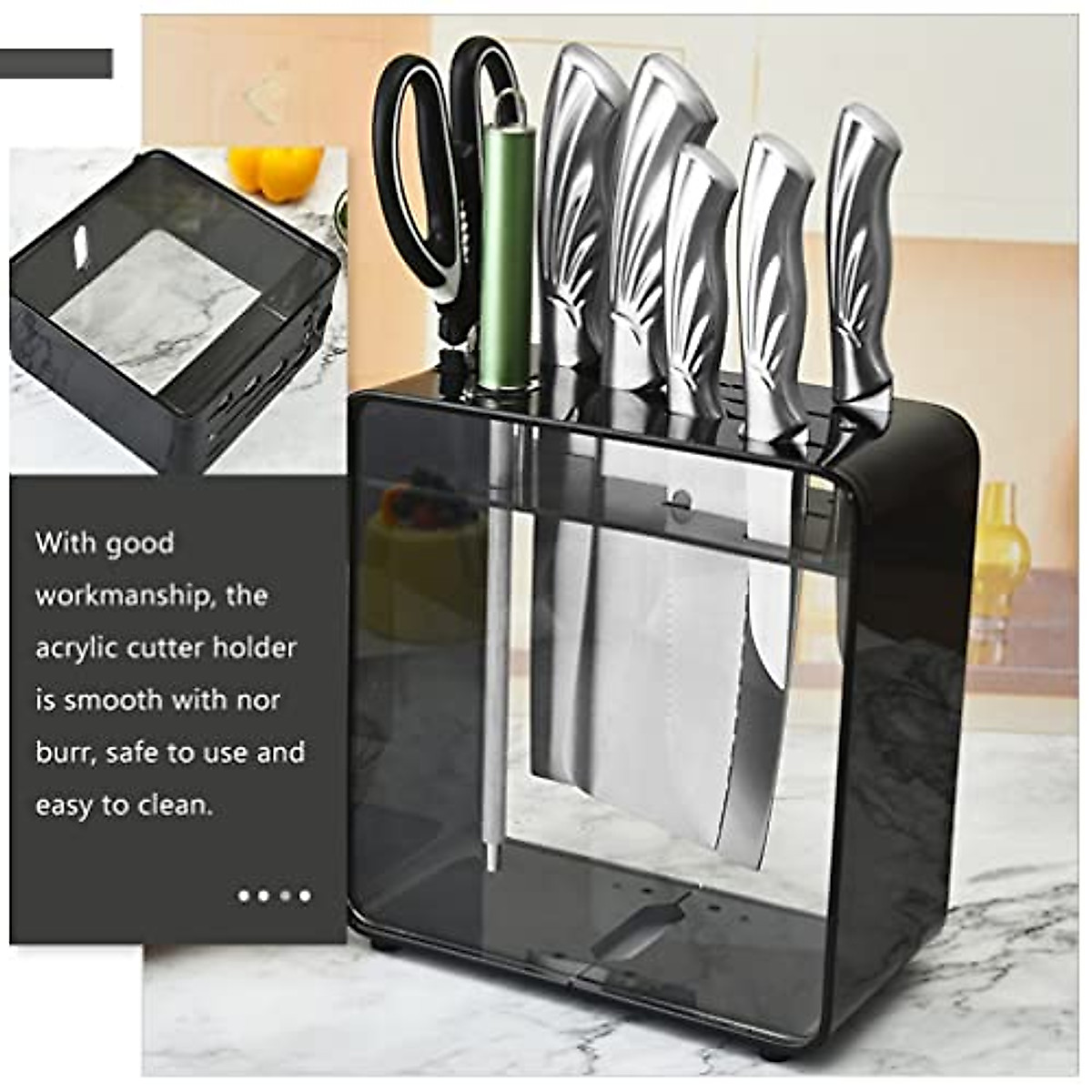 Zerodeko Holder Storage Rack Acrylic Cutter Block Without Knives Kitchen Tool Kitchen Accessory Restaurant Cutter Rack Cutter Holder for Kitchen Accessories Household
