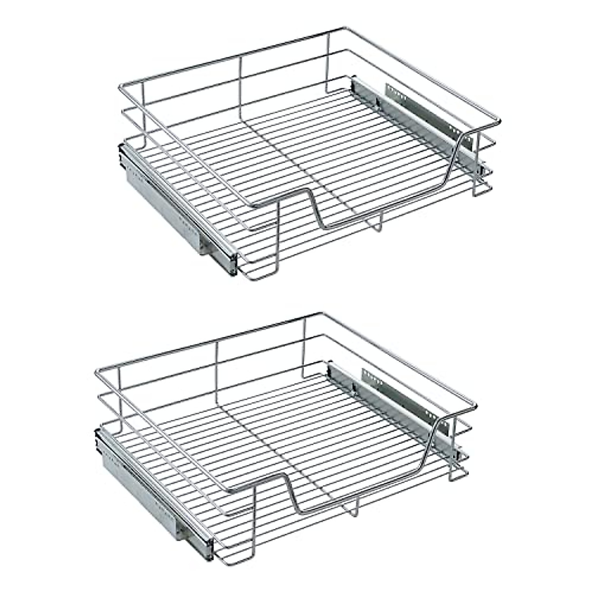MYOYAY 2Pcs Pull Out Cabinet Organizer Bowls Dishes Storage Shelf Extendable Sliding Kitchen Drawer Heavy Duty Seasoning Cutlery Cookware Storing Basket Home Dining Organization