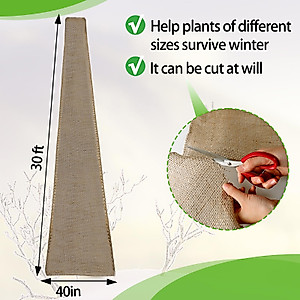 ANPHSIN 30ftx40in Natrual Burlap Plant Covers Freeze Protection, Winter Frost Plant Blankets, Frost Cloth for Outdoor Bushes Trees Potted Plants Cold Weather