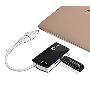 Siig SuperSpeed 3 Port USB 3.0 LAN Hub Adapter with RJ45 Gigabit Ethernet Port and USB-C to Type-A Adapter - White