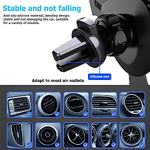 AUCELI Car Phone Holder Mount, Air Vent Hands Free Clip Cradle Universal for Cellphone, Gravity Auto Lock and Thick Case Friendly, Compatible with iPhone 14 13 Pro Max S20 All Smartphones (Silver)