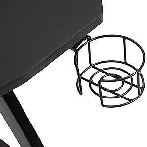 HOMCOM 55" Gaming Desk Home Office Computer Desk Gamer Workstation with Cup Holder, Headphone Hook and Cable Management, Black