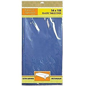 Hanna K. Signature Collection Plastic Rectangular 54"x108" | Blue | 1 Pc Table Cover