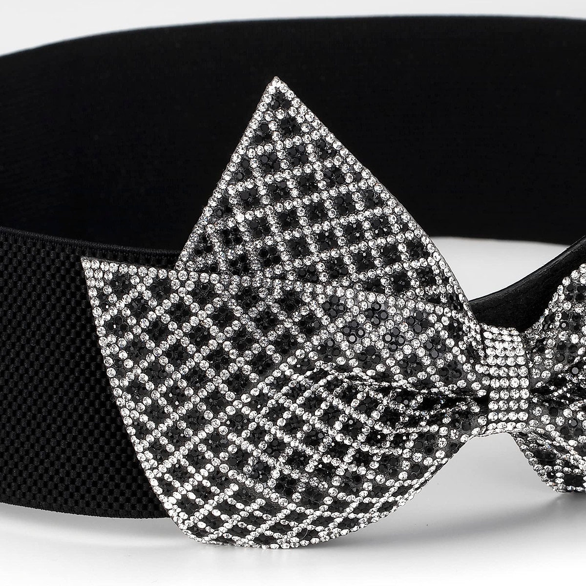 YooAi Women Dress Belts Rhinestone Bow Belt Wide Elastic Stretchy Cinch Waist Belt for Women Ladies Dresses Black L