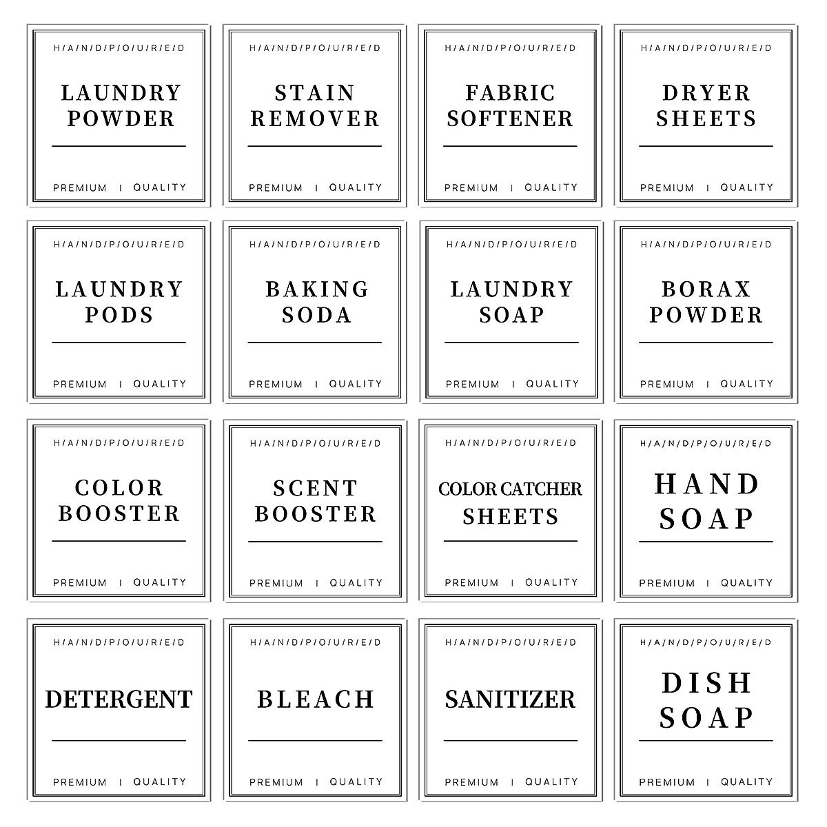 TESWEY Laundry Labels for Jars, Minimalist Laundry Room Labels Set, 18PCS PVC Laundry Room Labels for Organizing, Waterproof Labels for Laundry Containers Glass Jars, with DIY Blank Labels