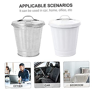ORFOFE 2pcs Plant Storage Galvanized Door Container Mini Paper Farmhouse Vase Trash Bin with Cute Brush Milk Cans Household Recycling Tabletop Room Iron Tin Can Metal Kitchen Simple