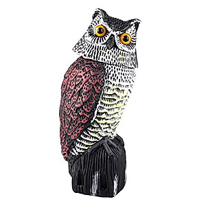 Rolan Owl Decoy Model Used to Scare Birds Away - Flashing Eyes & Frightening Sound Owls for Bird Control