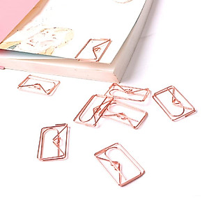 seOSTO 100 Pcs Envelope Paper Clips, Cute Bookmark Marker Clips, Rose Gold Paper Clips for Office School Home